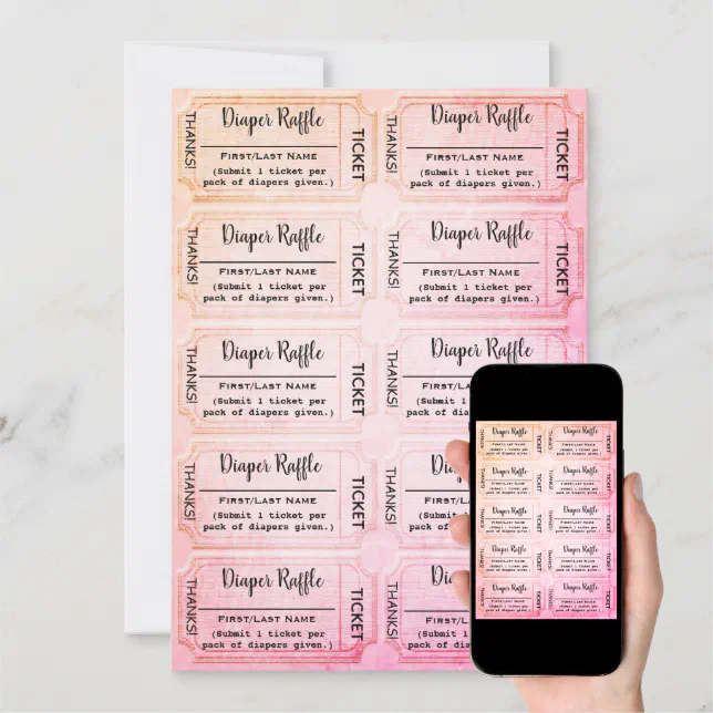 Diaper Raffle Tickets Cute Rainbow Baby Shower Invitation | Zazzle