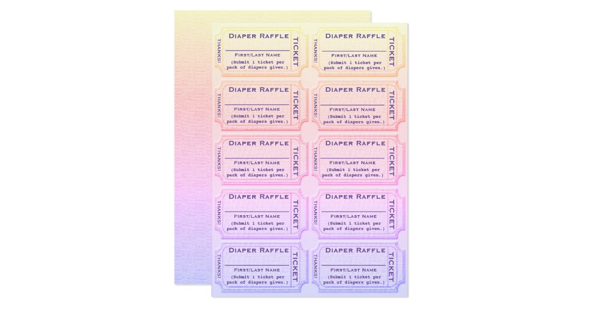 Diaper Raffle Tickets Cute Rainbow Baby Shower Invitation | Zazzle.com