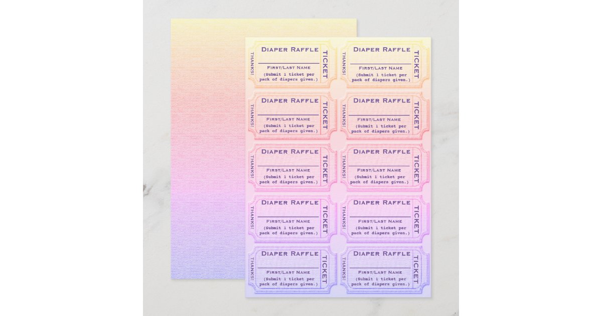 Diaper Raffle Tickets Cute Rainbow Baby Shower Invitation | Zazzle