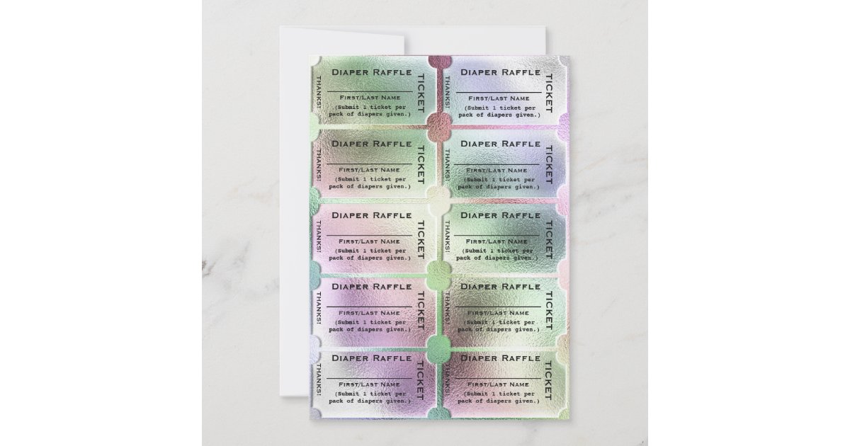Diaper Raffle Tickets Cute Rainbow Baby Shower Invitation | Zazzle