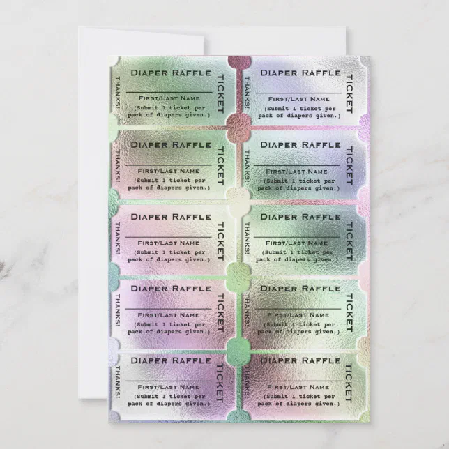 Diaper Raffle Tickets Cute Rainbow Baby Shower Invitation | Zazzle