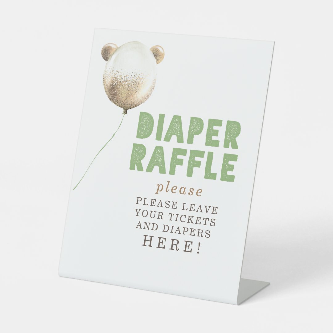 Diaper Raffle Tickets Here - Baby Shower Pedestal Sign | Zazzle