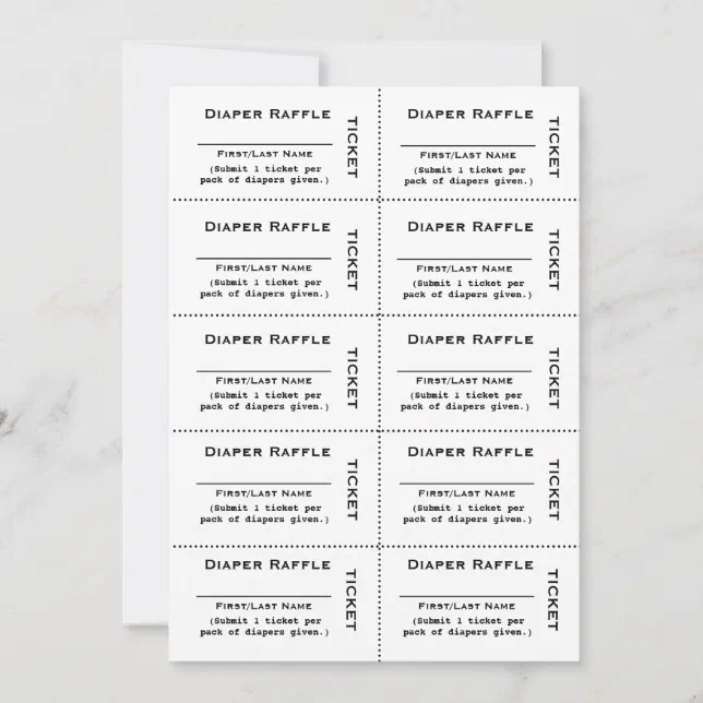 Diaper Raffle Tickets Simple Invitation | Zazzle