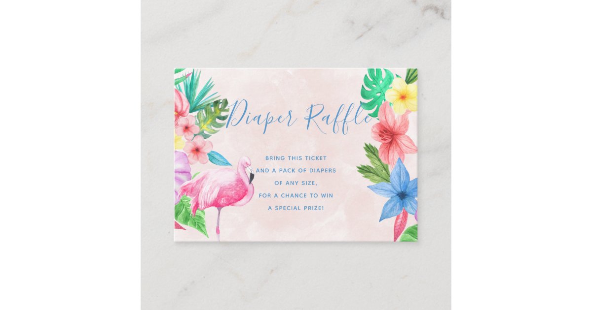 Diaper raffle tropical baby shower insert card | Zazzle