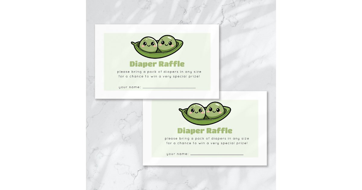 Diaper Raffle Two Peas in a Pod Twin Baby Shower Enclosure Card | Zazzle