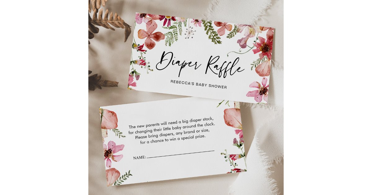 Diaper Raffle Watercolor Floral Enclosure Card | Zazzle