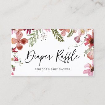 Diaper Raffle Watercolor Floral Enclosure Card | Zazzle