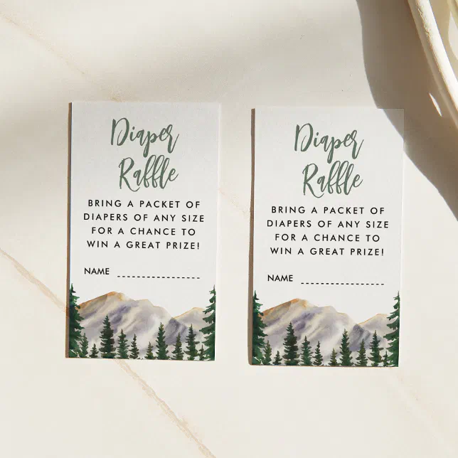 Diaper Raffle Watercolor Mountains Enclosure Card | Zazzle