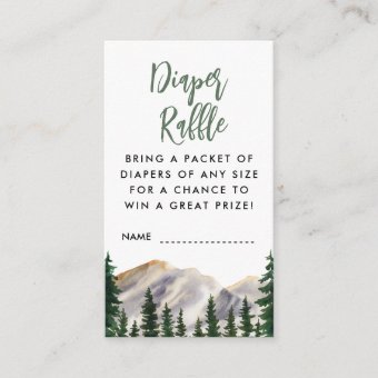 Diaper Raffle Watercolor Mountains Enclosure Card | Zazzle