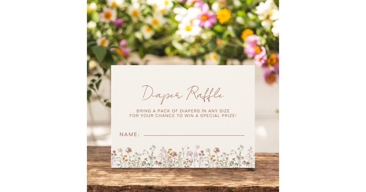 Diaper Raffle Wildflower Terracotta Baby Shower Invitation | Zazzle