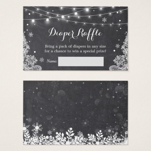 Diaper Raffle Winter Snowflakes String Lights Lace | Zazzle