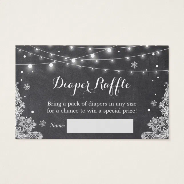 Diaper Raffle Winter Snowflakes String Lights Lace | Zazzle