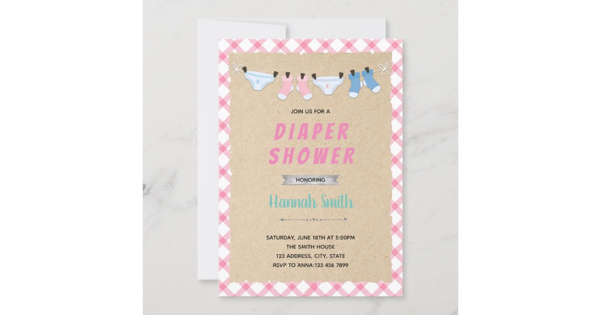 Diaper shower girl theme Invitation | Zazzle