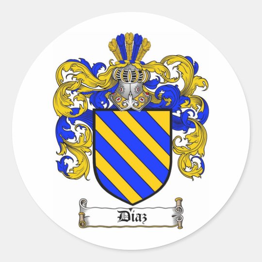 DIAZ FAMILY CREST - DIAZ COAT OF ARMS CLASSIC ROUND STICKER | Zazzle.com