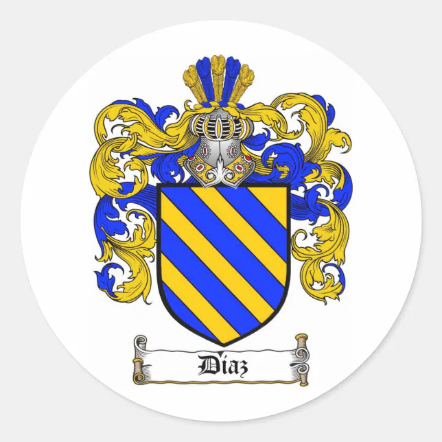 DIAZ FAMILY CREST - DIAZ COAT OF ARMS CLASSIC ROUND STICKER | Zazzle