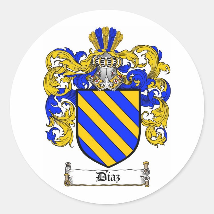 DIAZ FAMILY CREST - DIAZ COAT OF ARMS CLASSIC ROUND STICKER | Zazzle.com