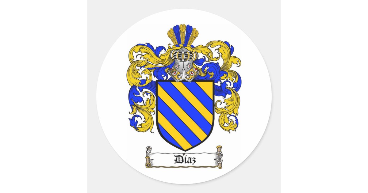 DIAZ FAMILY CREST - DIAZ COAT OF ARMS CLASSIC ROUND STICKER | Zazzle