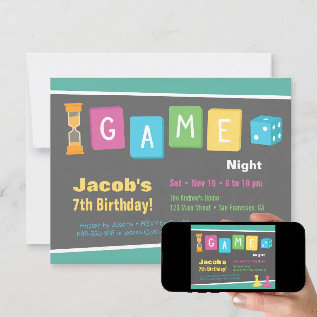 Dice Board Game Night Birthday Party Invitations | Zazzle