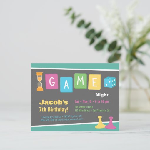 Dice Board Game Night Birthday Party Invitations | Zazzle