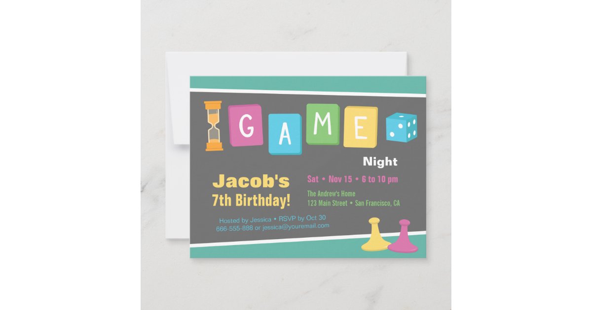 Dice Board Game Night Birthday Party Invitations | Zazzle
