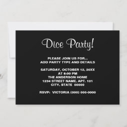 Dice Party Invitation | Zazzle
