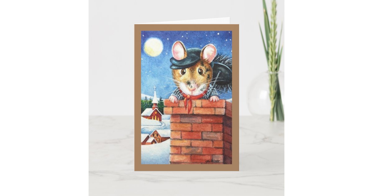 Dickens Christmas Chimney Sweep Mouse Art Card | Zazzle