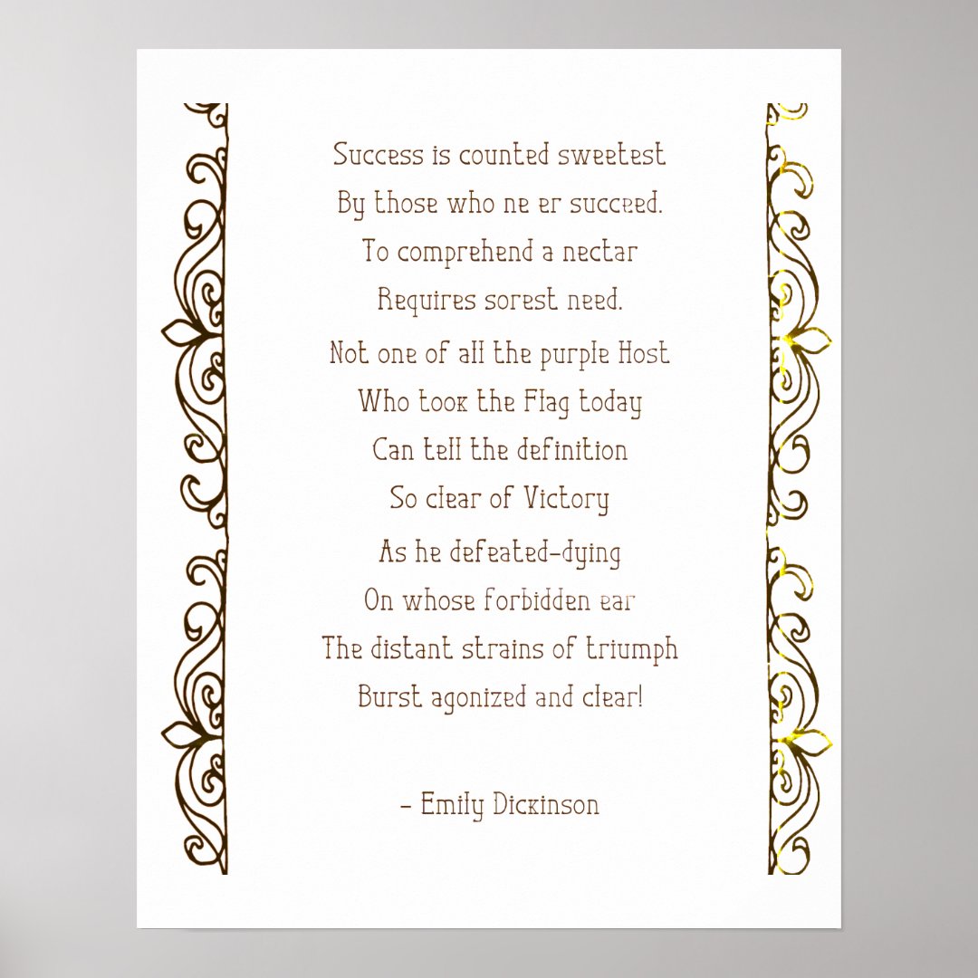 Dickinson's Success Counted Sweetest Poem II Poster | Zazzle