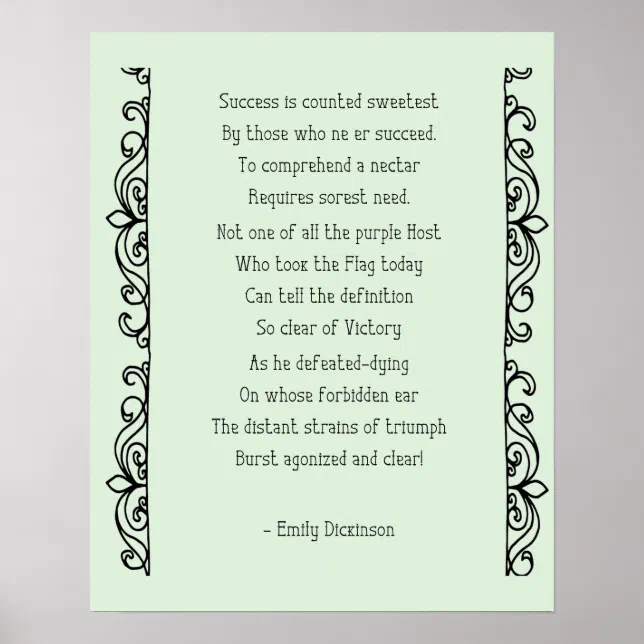 Dickinson's Success Counted Sweetest Poem Poster | Zazzle