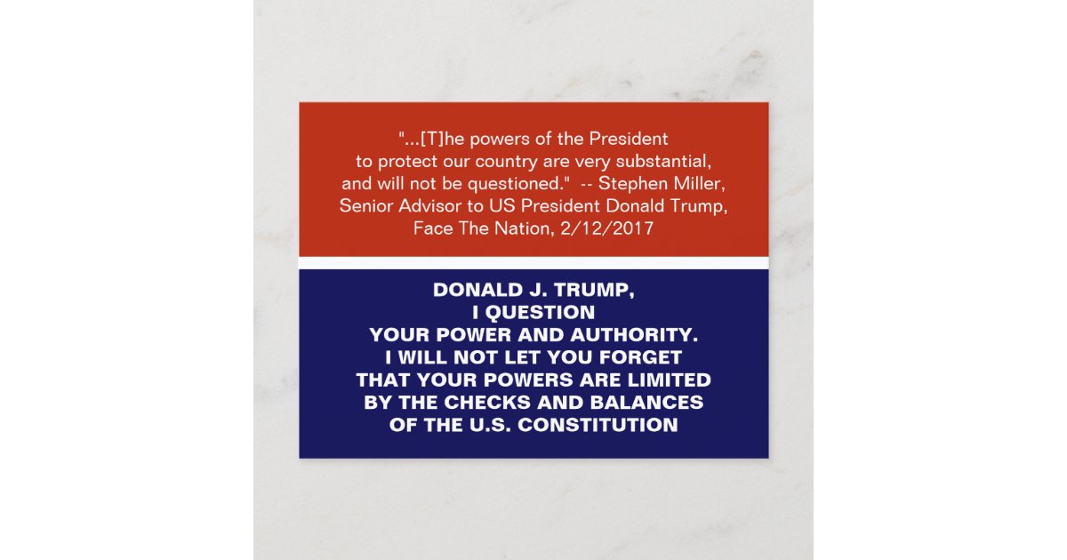 Dictator Anti-Trump Checks and Balances Resist Postcard | Zazzle