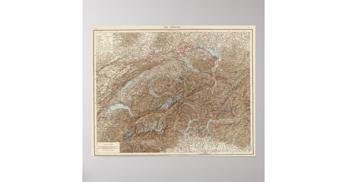 Die Schweiz, Switzerland Atlas Map Poster | Zazzle