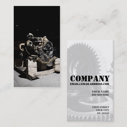 Diesel Engine Business Card (with Gears) | Zazzle