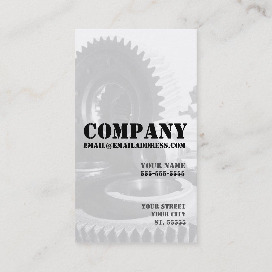 Diesel Engine Business Card (with Gears) | Zazzle