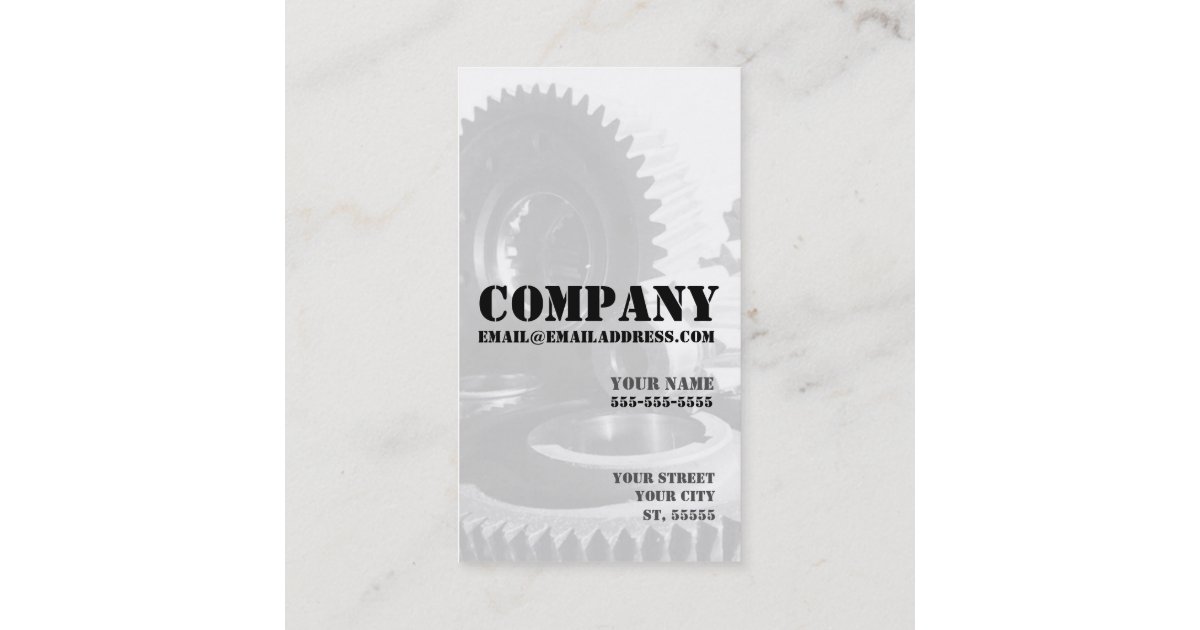 Diesel Engine Business Card (with Gears) | Zazzle
