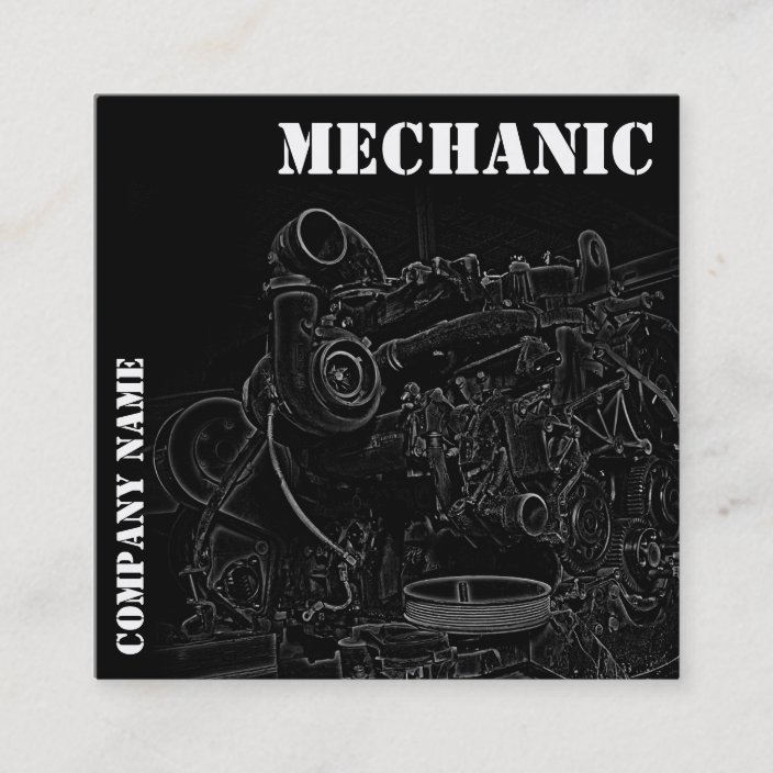 Diesel Engine Square Mechanic Business Card | Zazzle.com