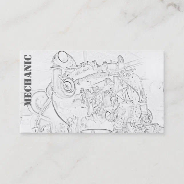 Diesel Engine Square Mechanic Business Card White | Zazzle