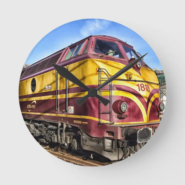Diesel Locomotive Train Railway Railroad Gifts Round Clock | Zazzle