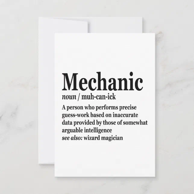 Diesel Mechanic Definition Funny Repairman Father Thank You Card | Zazzle