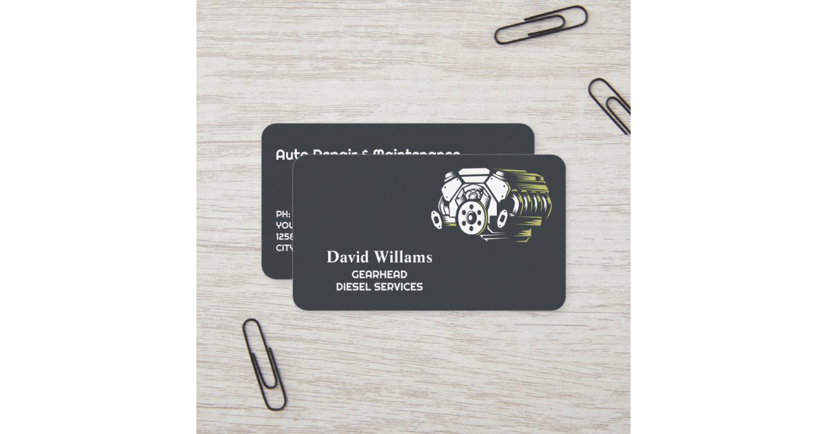 Diesel Repairs Mechanic Business Card | Zazzle