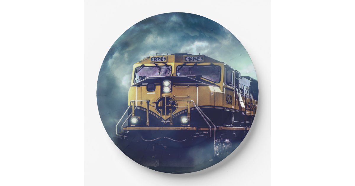 Diesel Train Locomotive Paper Plates | Zazzle