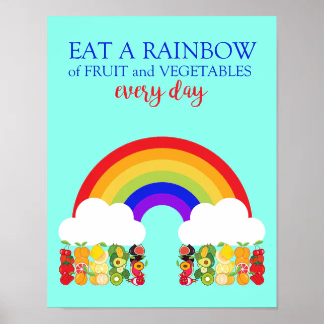 Dietitian Eat a Rainbow Healthy Fruit and Veg Poster | Zazzle
