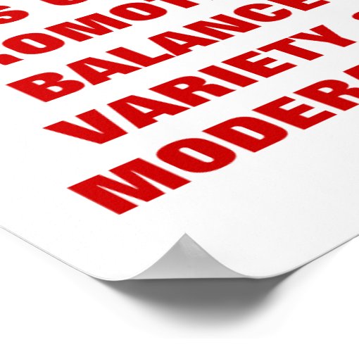 Dietitian is Out ...Balance Variety & Moderation Poster | Zazzle