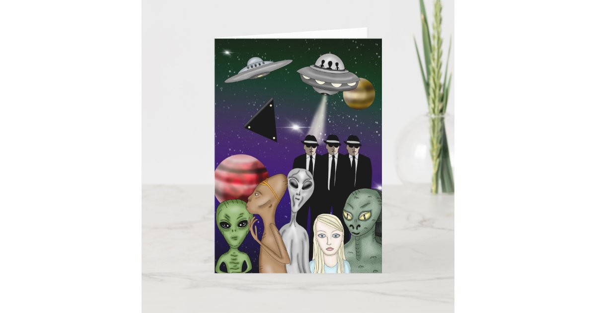 Different Alien Species, UFO, Planets Personalized Card | Zazzle