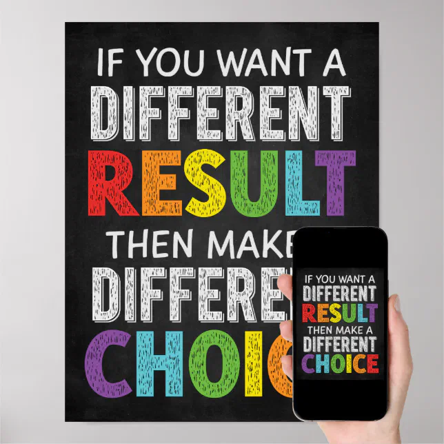 Different Result Different Choice Growth Mindset Poster | Zazzle