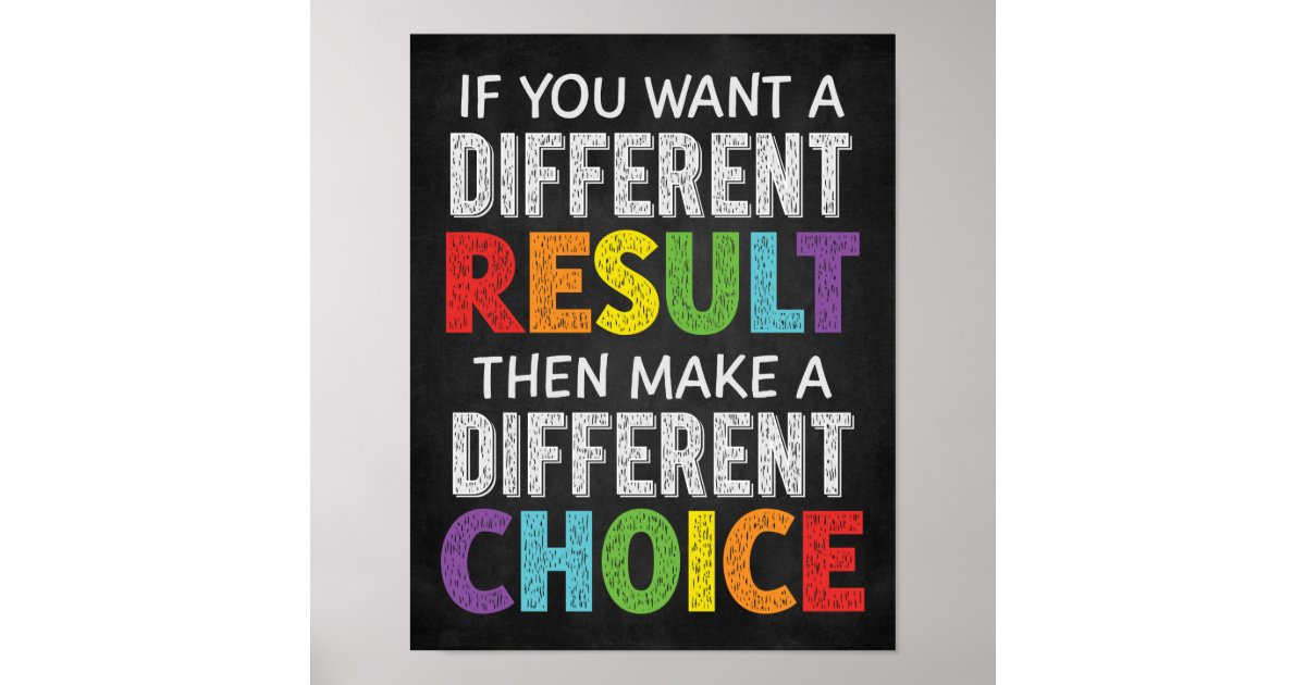 Different Result Different Choice Growth Mindset Poster | Zazzle