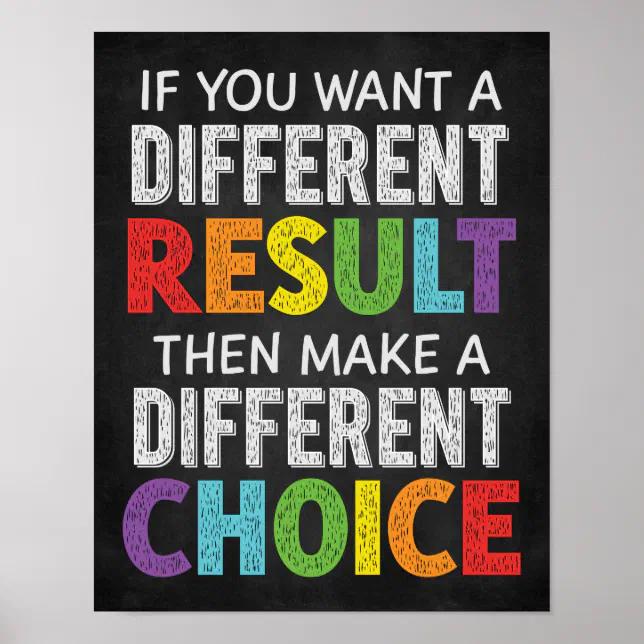 Different Result Different Choice Growth Mindset Poster | Zazzle