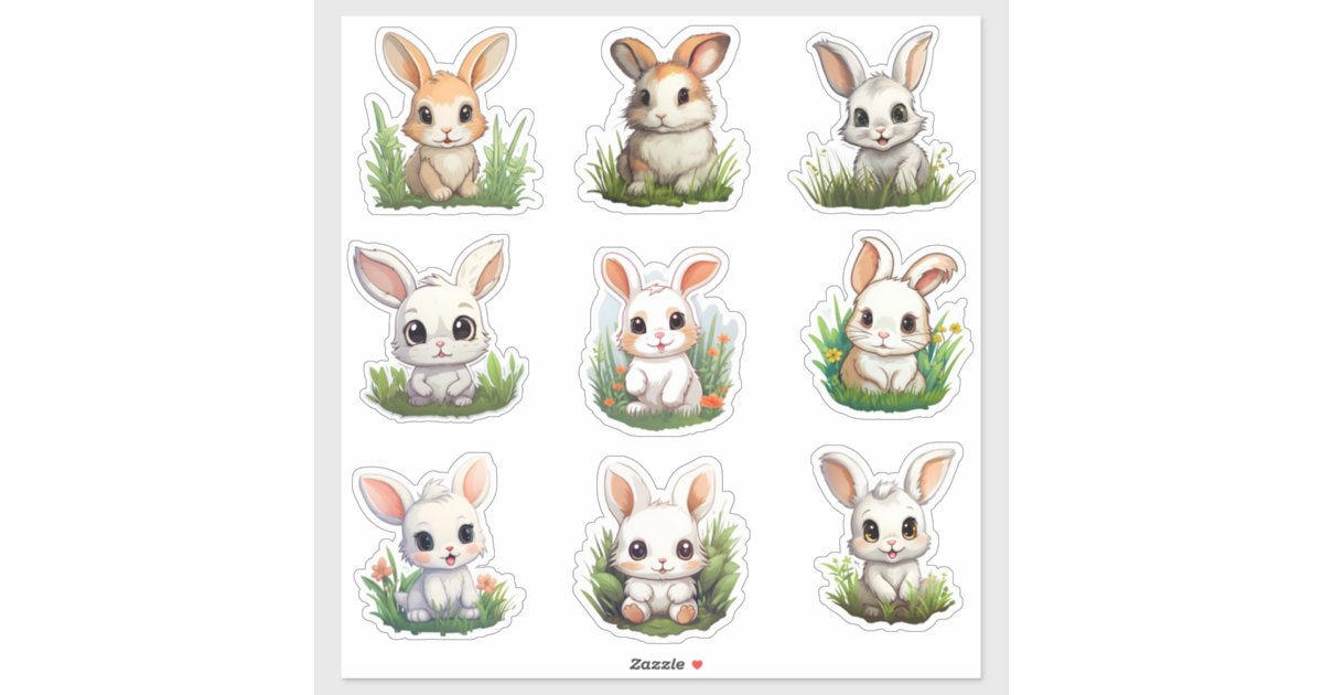 Different Style Cute Bunny Custom-Cut Vinyl Sticker | Zazzle