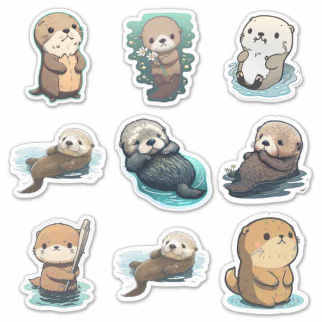 Different Style Cute Sea Otter Sticker | Zazzle