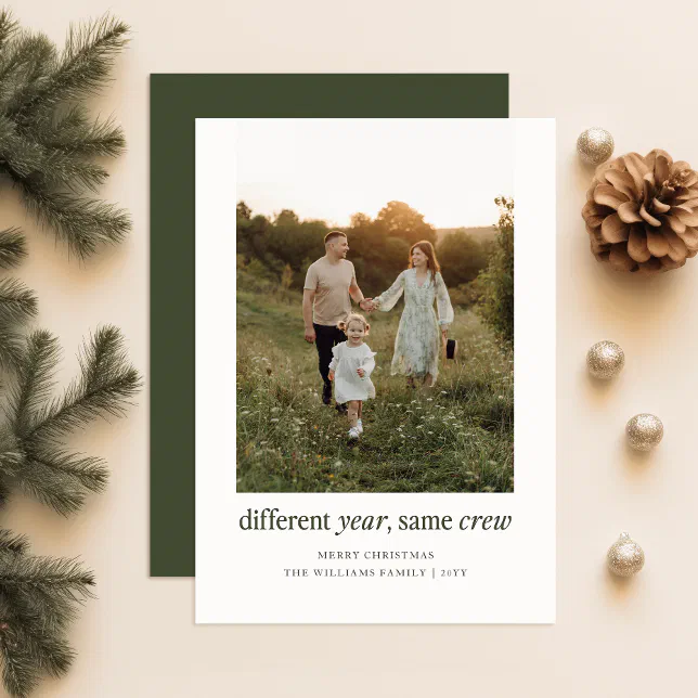 Different Year Same Crew Funny Christmas Photo Holiday Card | Zazzle