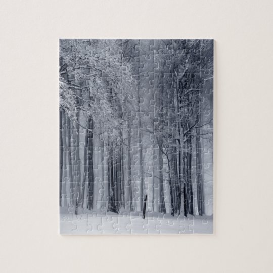 Difficult Black & White Winter Snowy Trees Jigsaw Puzzle | Zazzle.com
