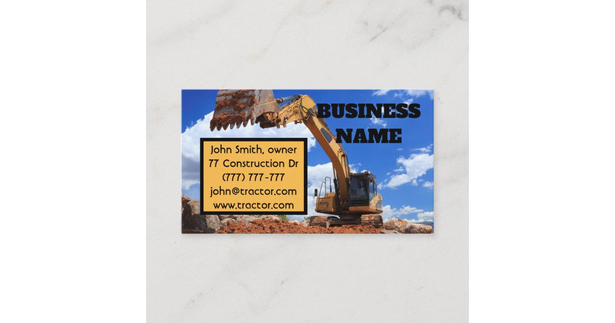 Digger Tractor Business Card | Zazzle